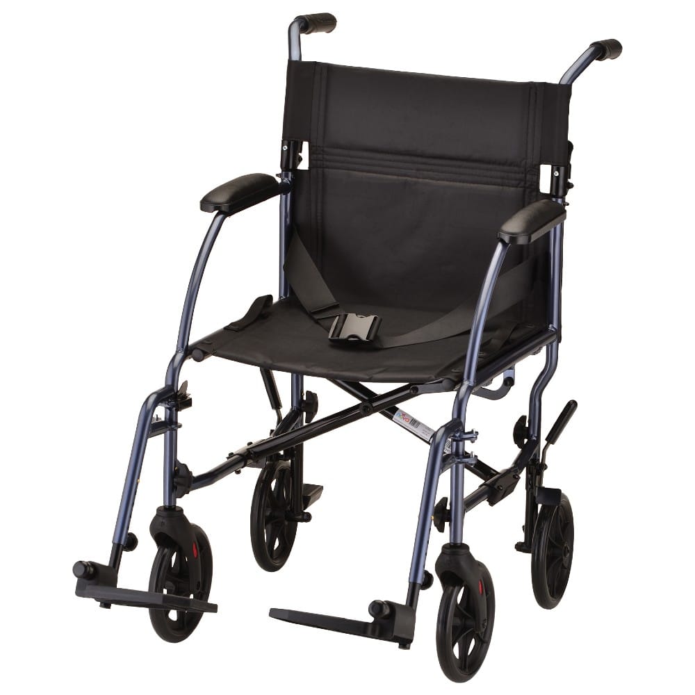 Lightweight Transport Chair with Removable Wheels - 19" with Swing Away ...